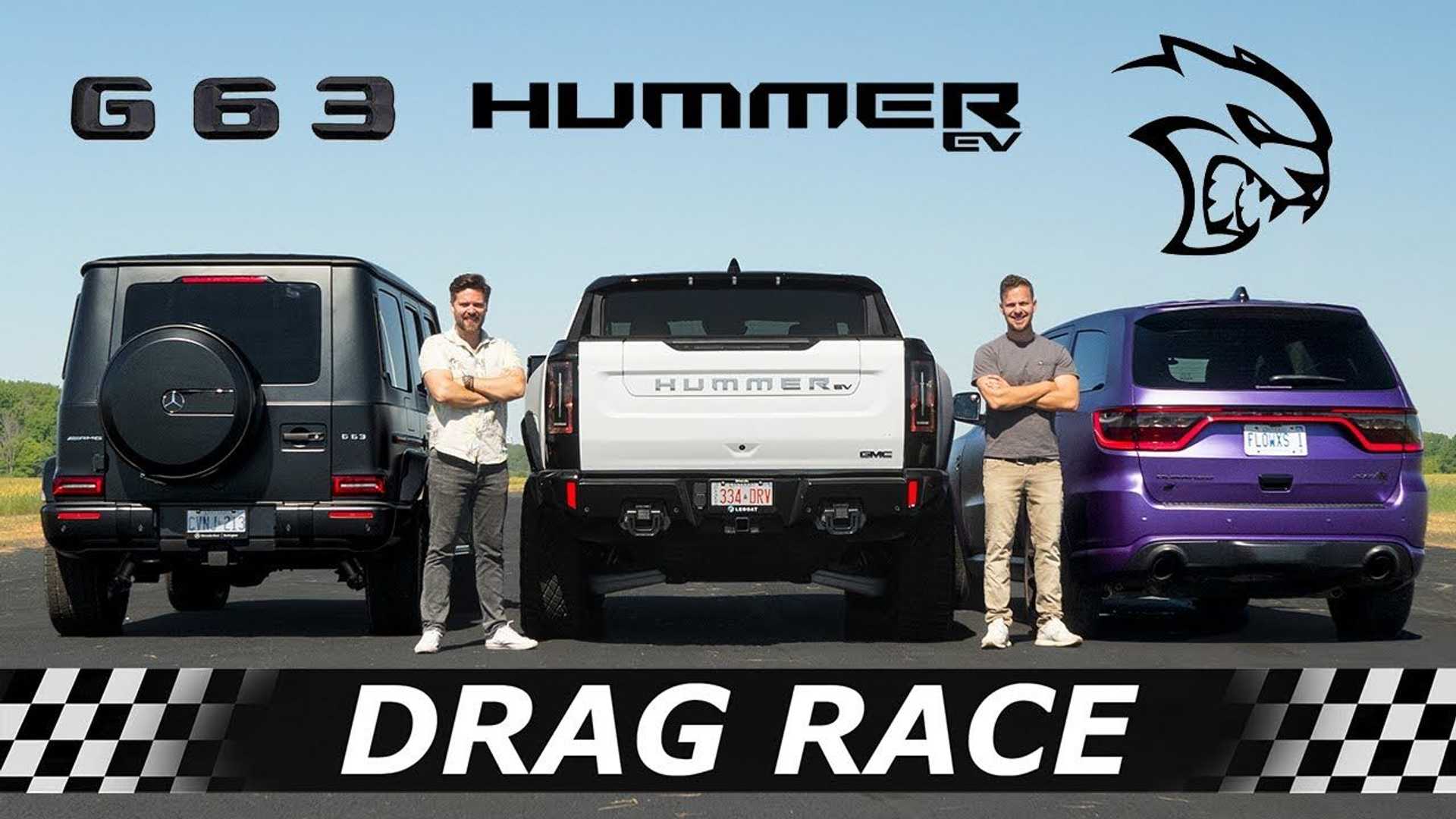Watch Colossal Hummer EV Race Durango Hellcat & Mercedes-AMG G63 - EV ...